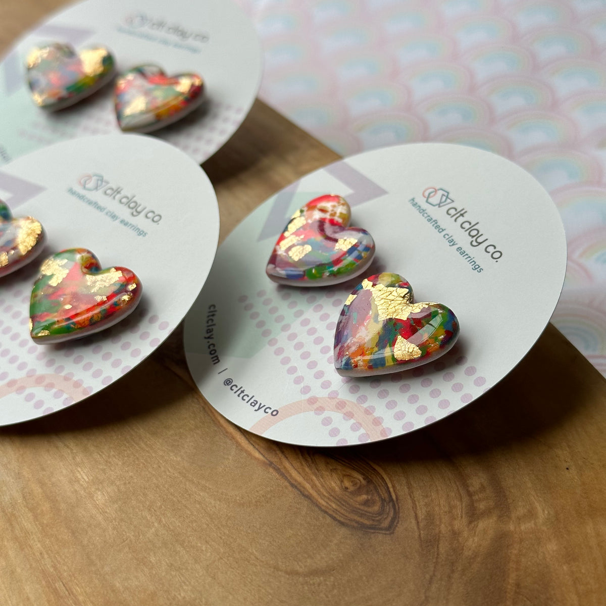 Large Heart Studs – clt clay co